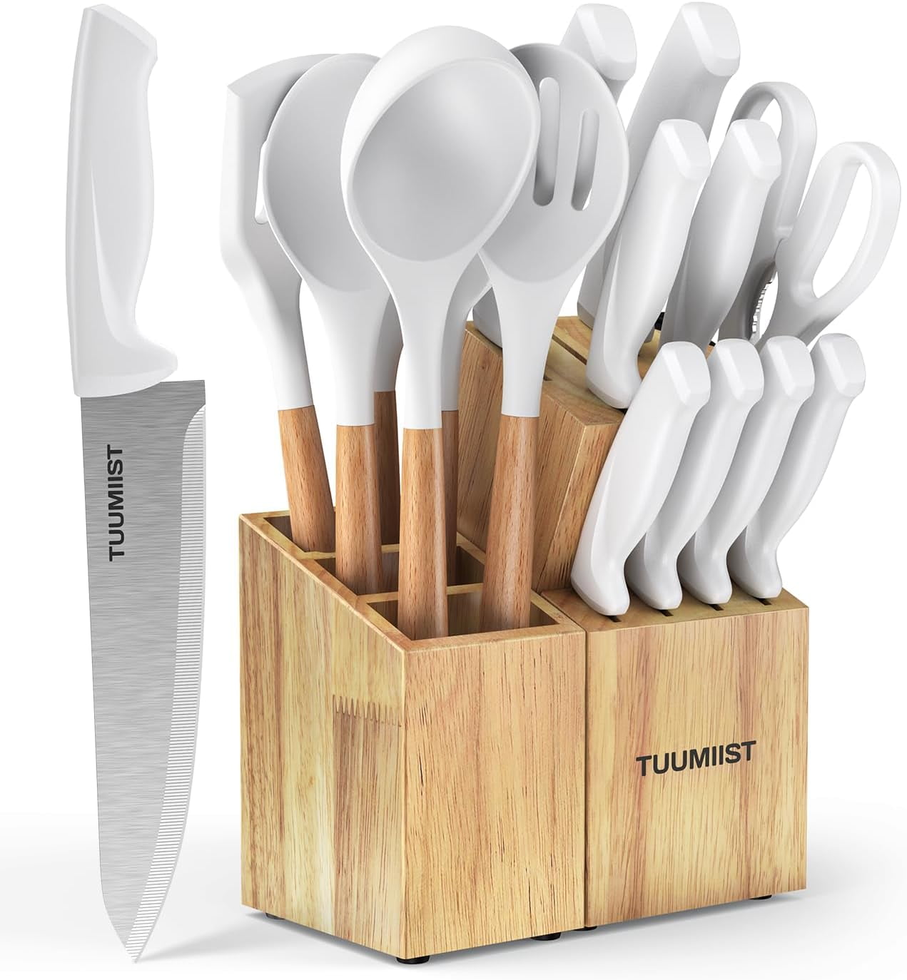 Shukong 18-Piece Knife Sets for Kitchen with Block and Sharpener ...