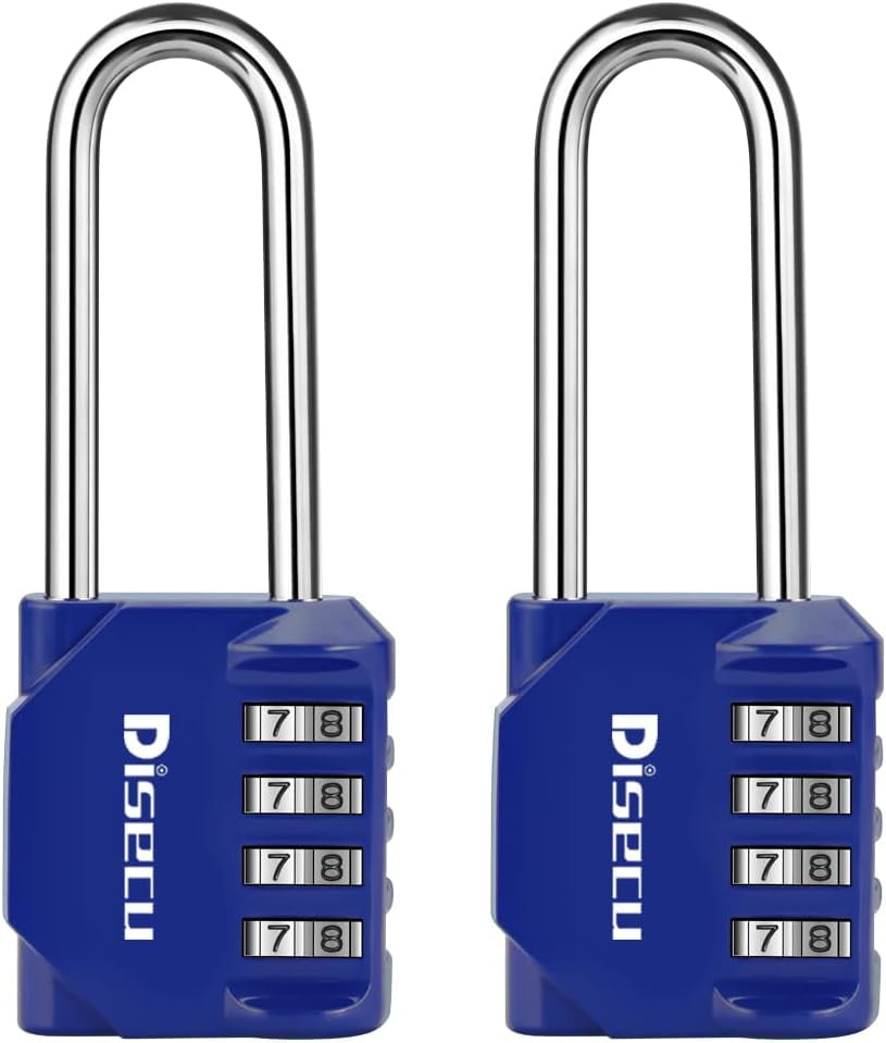 Shukong 2 Pack 2.6 Inch Long Shackle Combination Lock, 4 Digit Outdoor ...