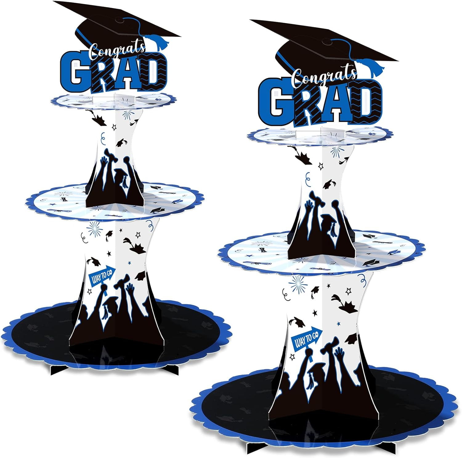 Shukong 2 Pcs Graduation Cupcake Stand 3 Tier Black Graduation Cupcake ...