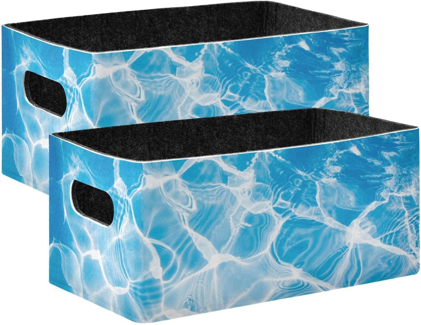 Shukong 2 Pcs Storage Baskets Blue Water in Swimming Pool Felt Storage ...