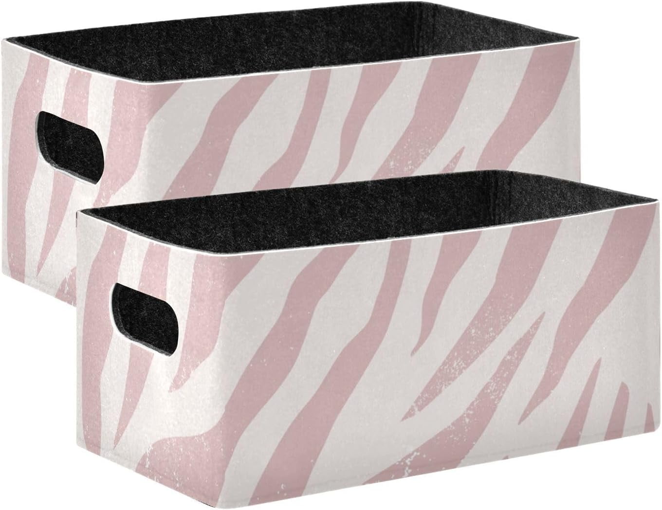 Shukong 2 Pcs Storage Baskets Colorful Zebra Skin Pattern Felt Storage ...