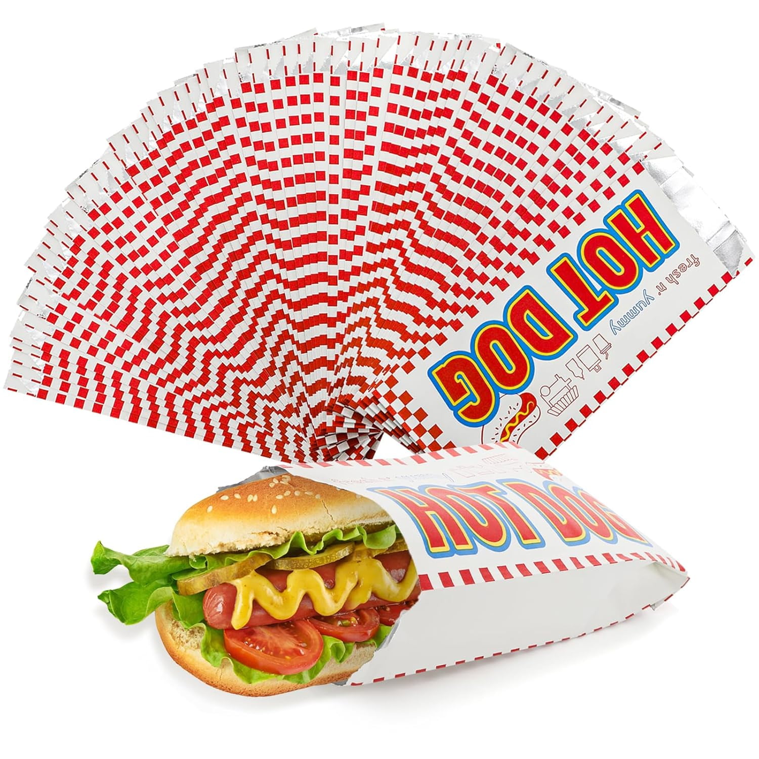 Shukong 200 Pack Hot Dog Wrars, Foil Lined Paper Hot Dog Sves, Grease ...