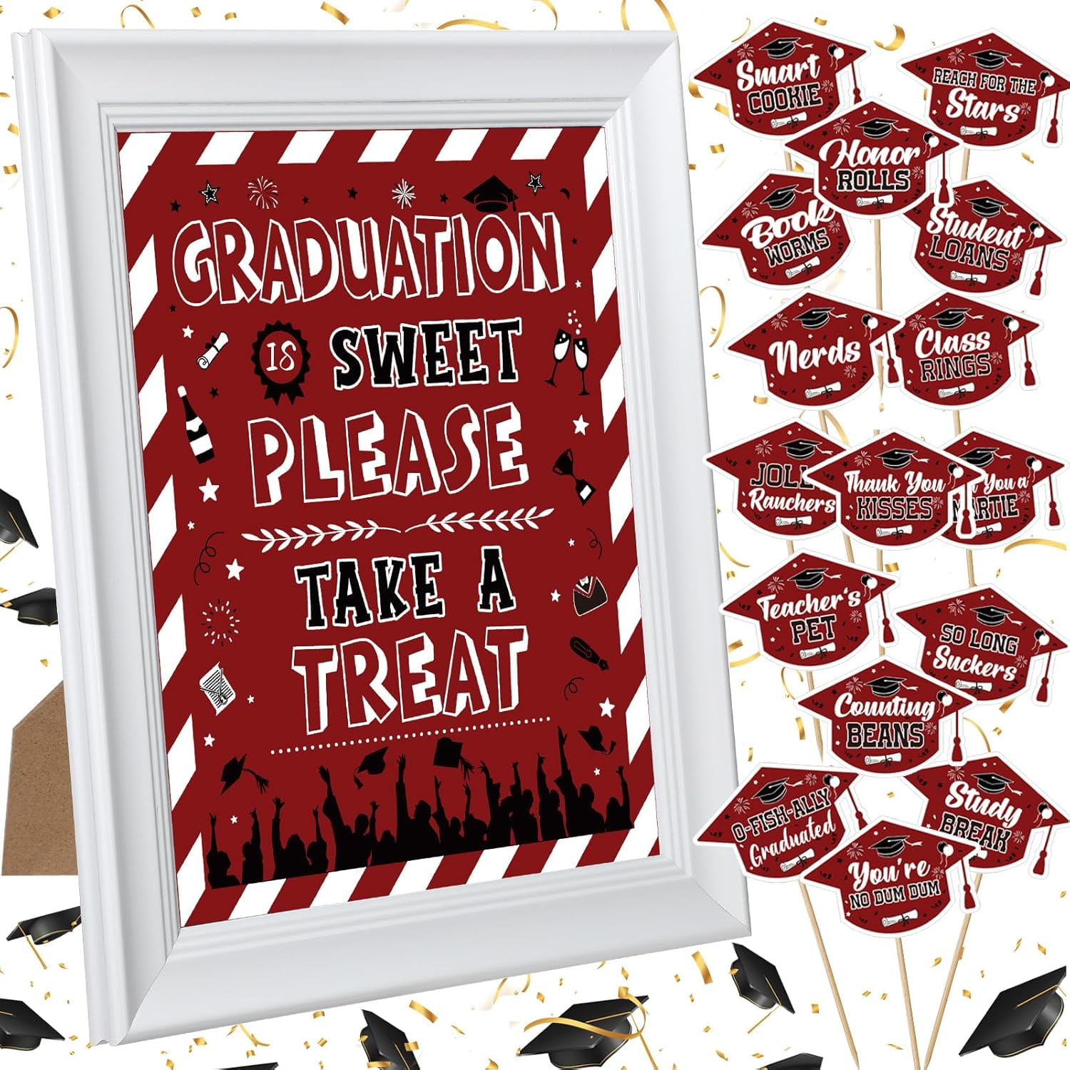 Shukong 21 Pcs Graduation Candy Bar Signs Buffet Labels Set 10 Inch ...