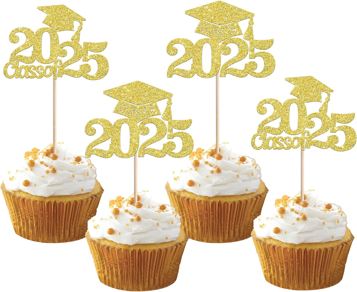Shukong 24 Pack 2022 Graduation Cap Cupcake Tors Glitter Class of 2022 ...