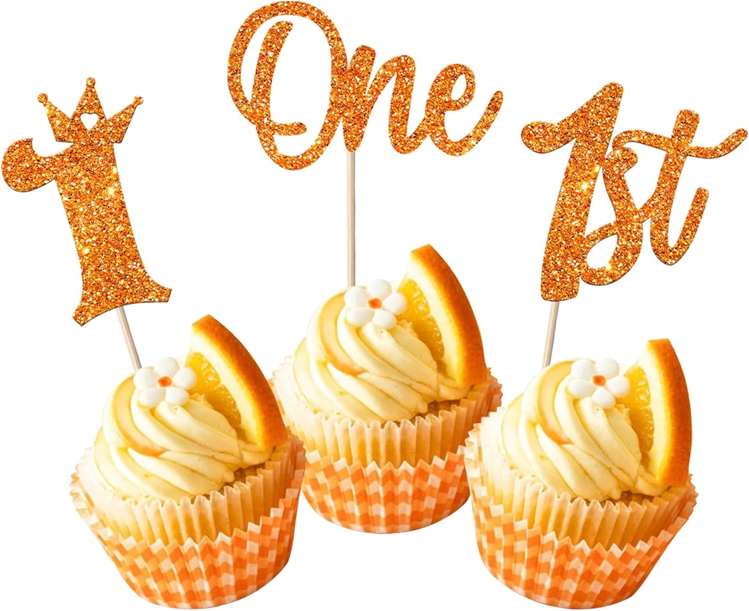 Shukong 24 Pack Happy 1st Birthday Cupcake Tors Glitter rst Birthday ...