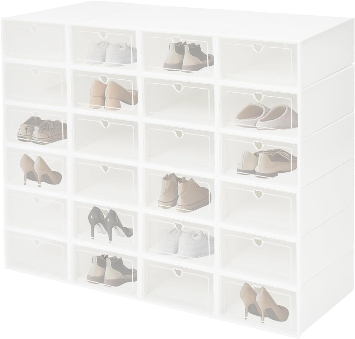 Shukong 24Pcs Shoe Storage Box, Shoes Case, Stackable Shoe Organizer ...