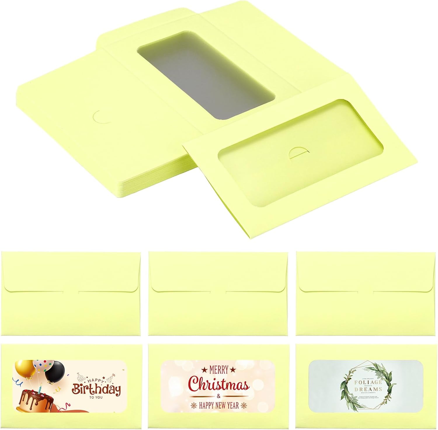 Shukong 3.9 x 2.4 Inch Card Envelope with Window, 30 Pcs Mini Greeting ...