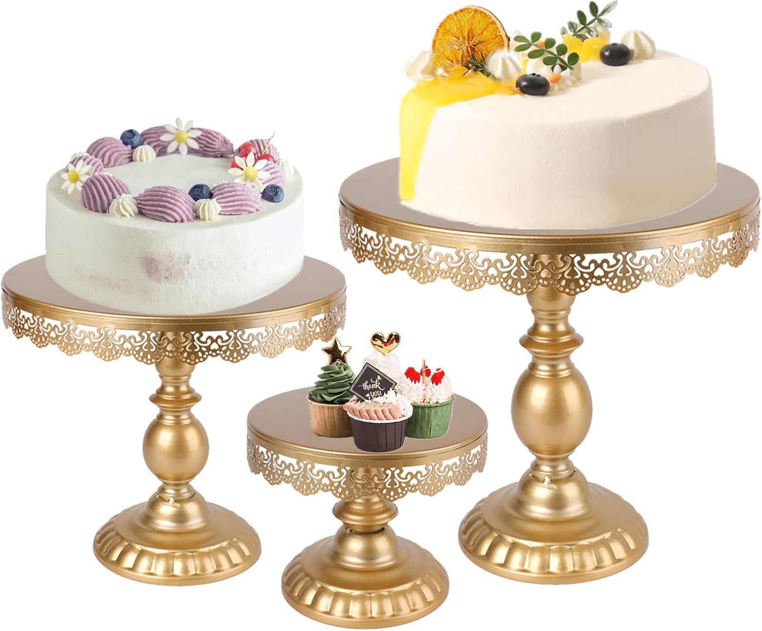 Shukong 3 Pack Gold Cake Stand Set, Metal Cake Holder Dessert Display ...