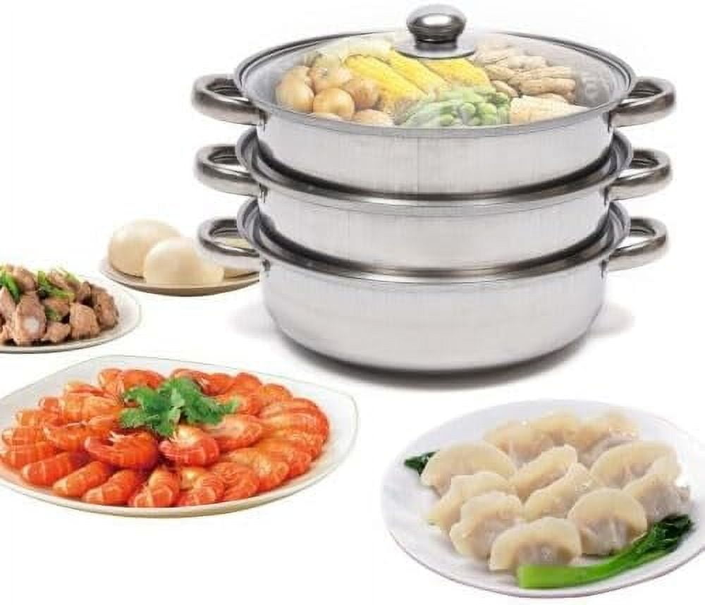 Shukong 3-Tier Stainless Steel Steamer, Steamer Pot for Coo,Food ...