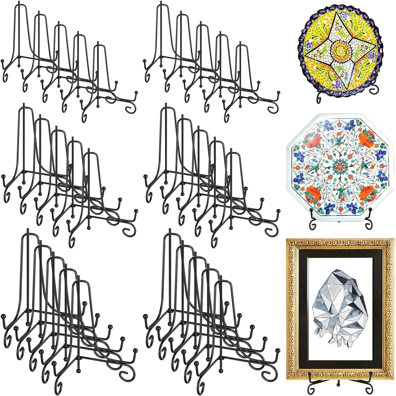 Shukong 30 Pack Iron Display Stand 4, 5, 6 Inches Black Easel P Plate ...