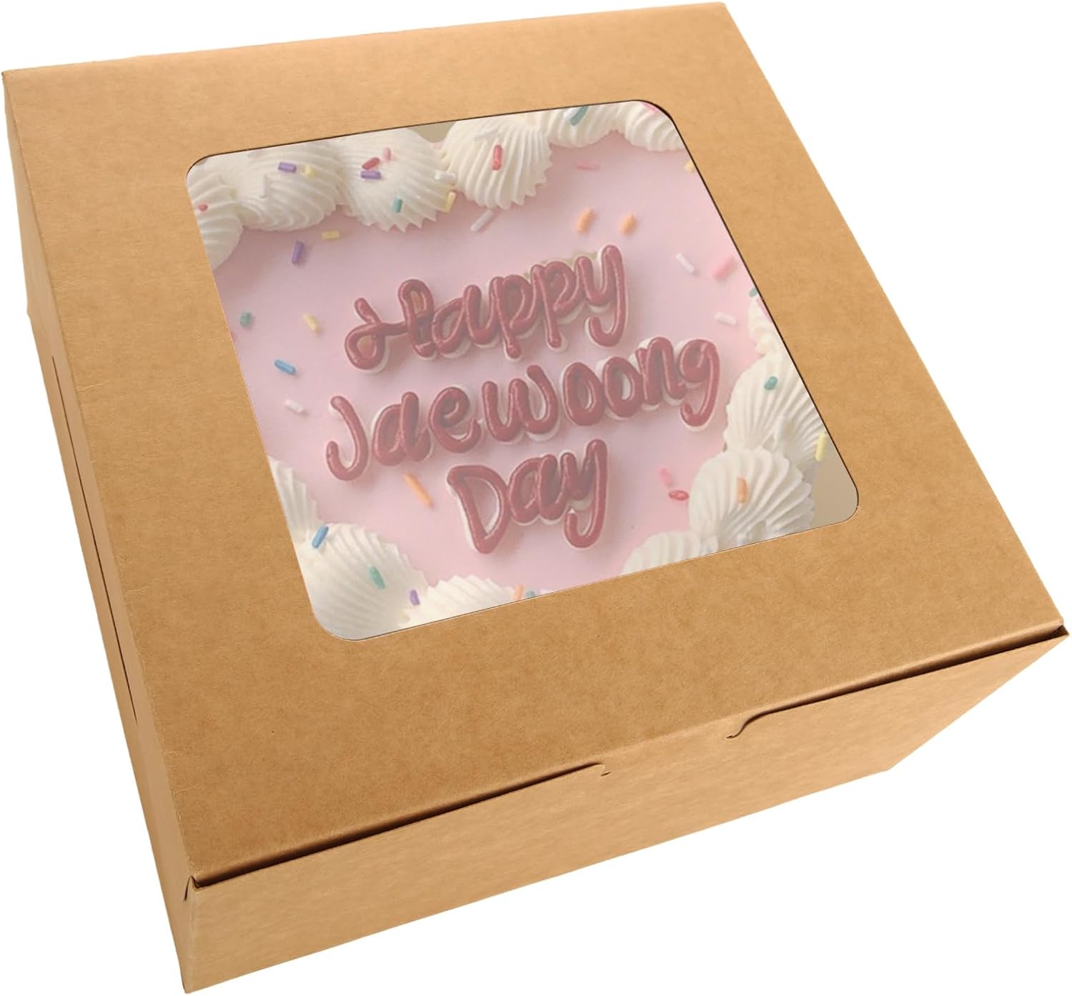 Shukong 32 Pack Cake Boxes, 10x10x5 Inches Brown Cake Boxes with ...