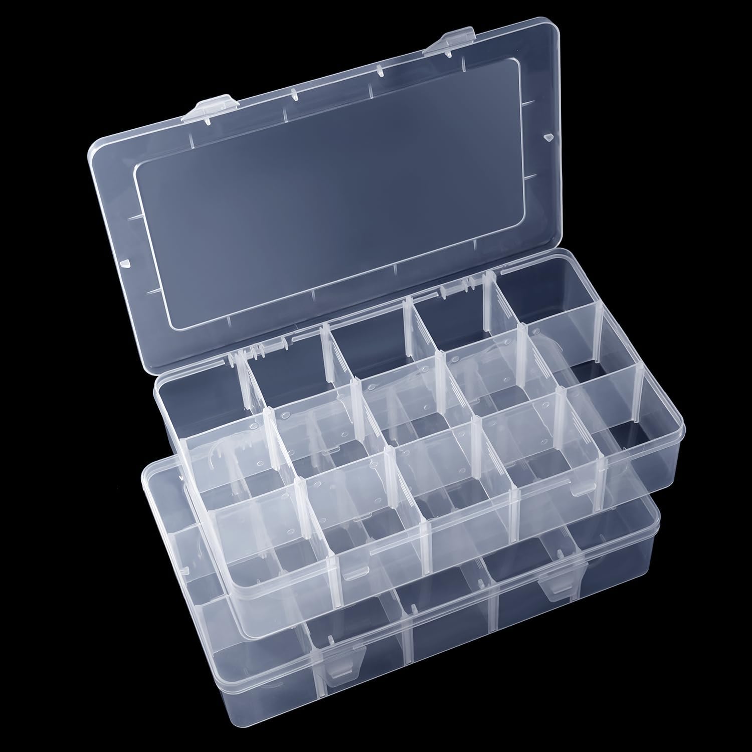 Shukong 36 Grids Clear Plastic Organizer Box with Adjustable Dividers ...