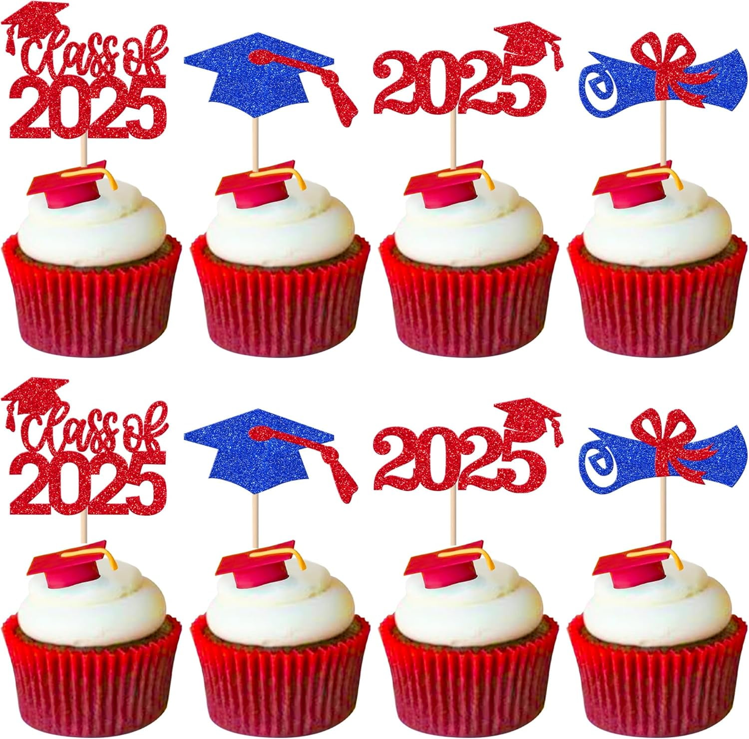 Shukong 36 Pack 2025 Graduation Cupcake Tors Glitter Class of 2025 ...
