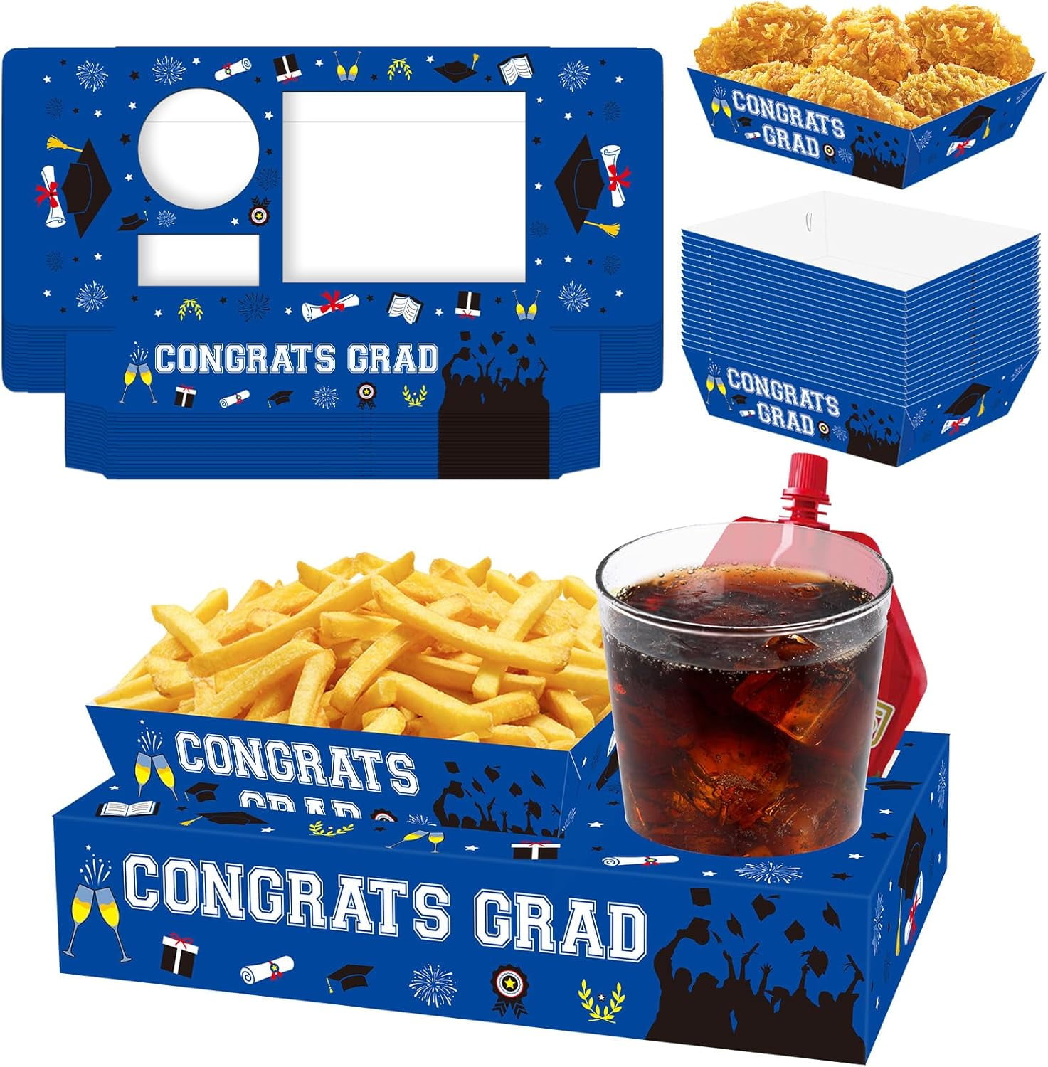 Shukong 36 Pcs Graduation Movie Night Snack Trays Graduation Dessert ...