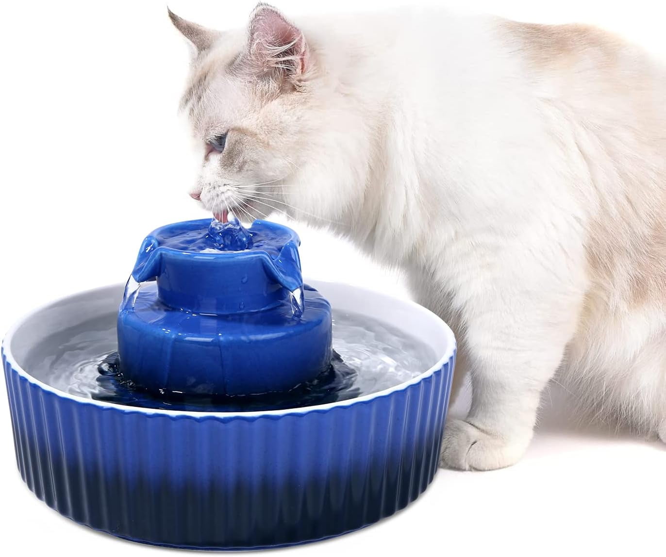 Shukong 360 Ceramic Pet Fountain, Advanced Porcelain Cat Water Fountain ...
