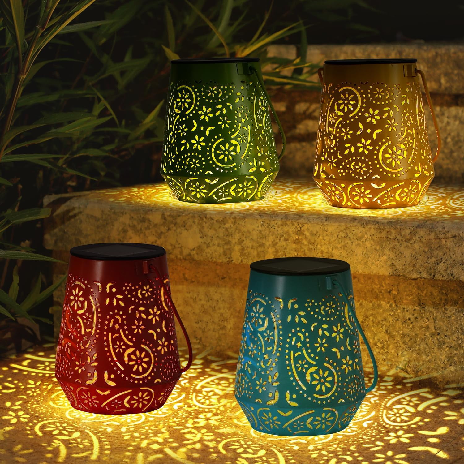 Shukong 4 Pack Solar Lanterns Outdoor Waterproof - Solar Lanterns ...