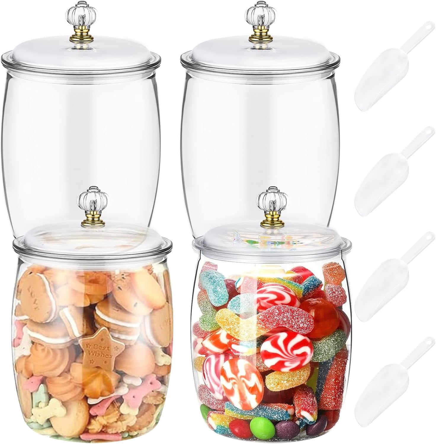 Shukong 4 Pcs Plastic Candy Jars 74 Oz Clear Cookie Jar with Airtight ...