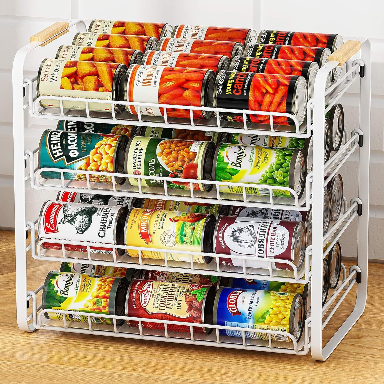 Shukong 4 Tier Can Organizer for Pantry, Stackable Pantry Organizers ...