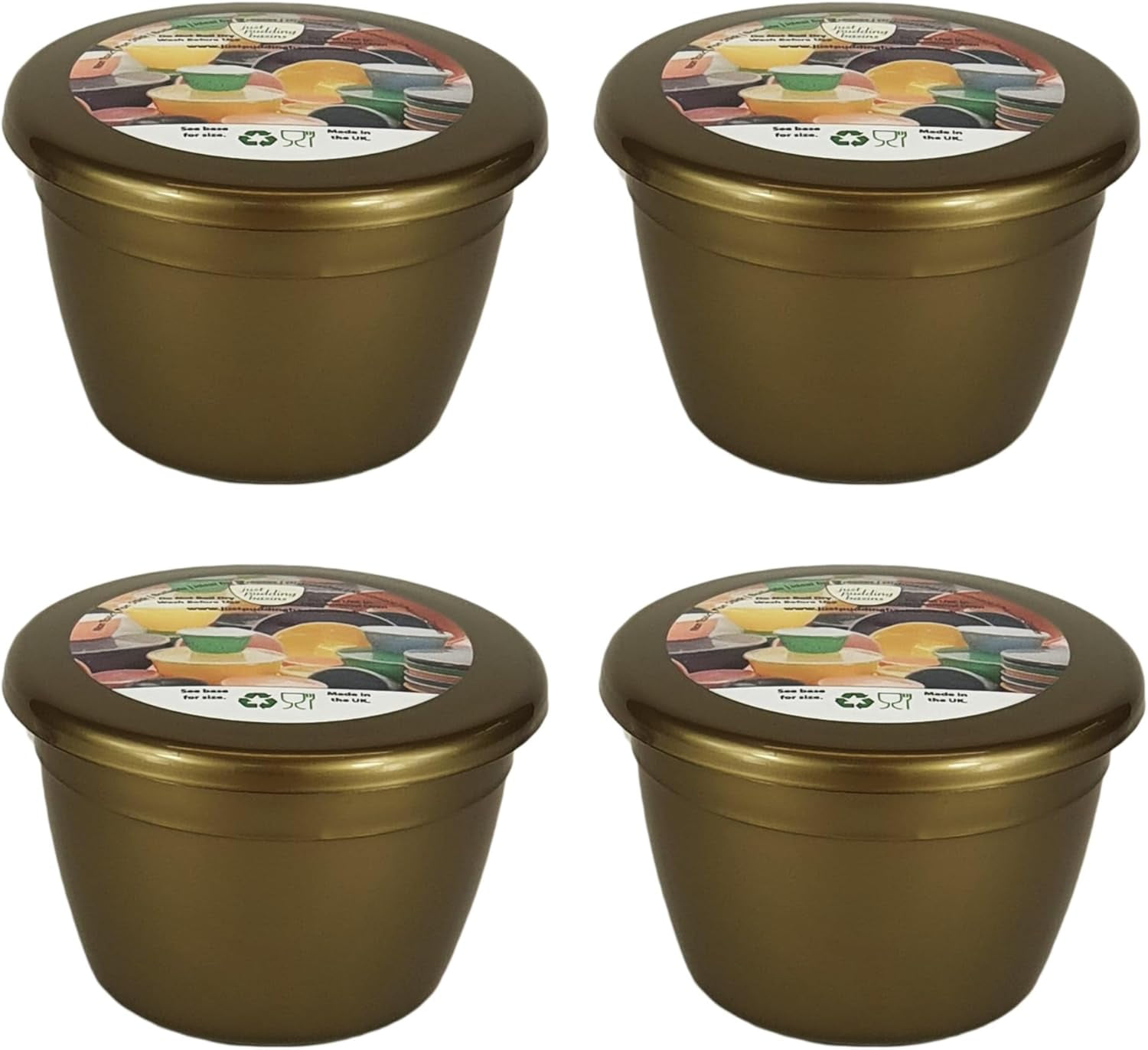 Shukong 5 fl oz Small Pudding Mold and Lid Gold Color Reusable Food ...