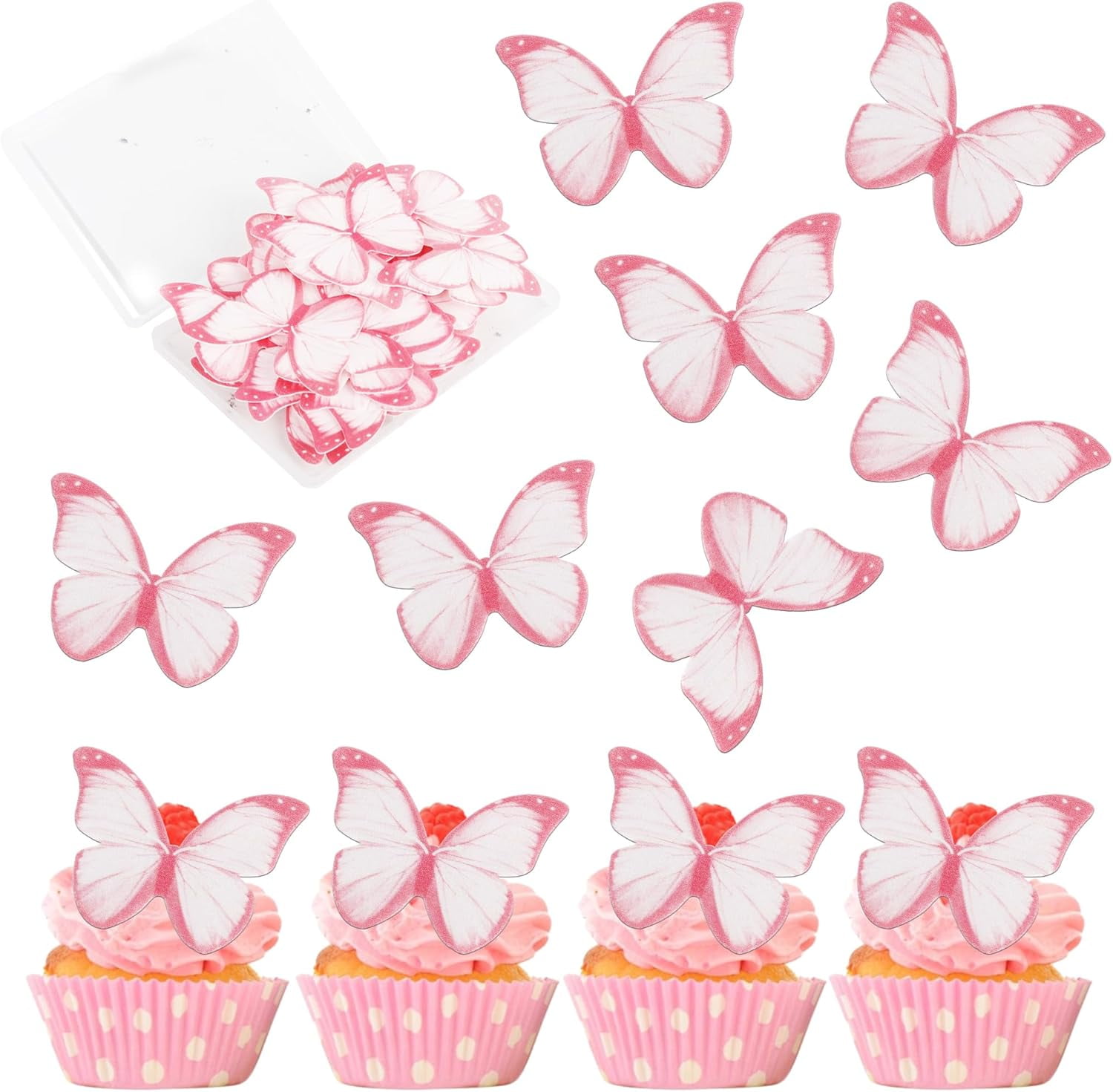 Shukong 50 PCS Edible Butterfly Cupcake Tors Wafer Paper Butterfly for ...