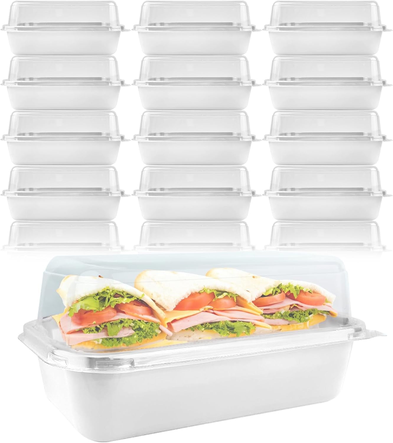 Shukong 50 Pack 45oz Plastic Disposable Square Cake Boxes To Go Food ...