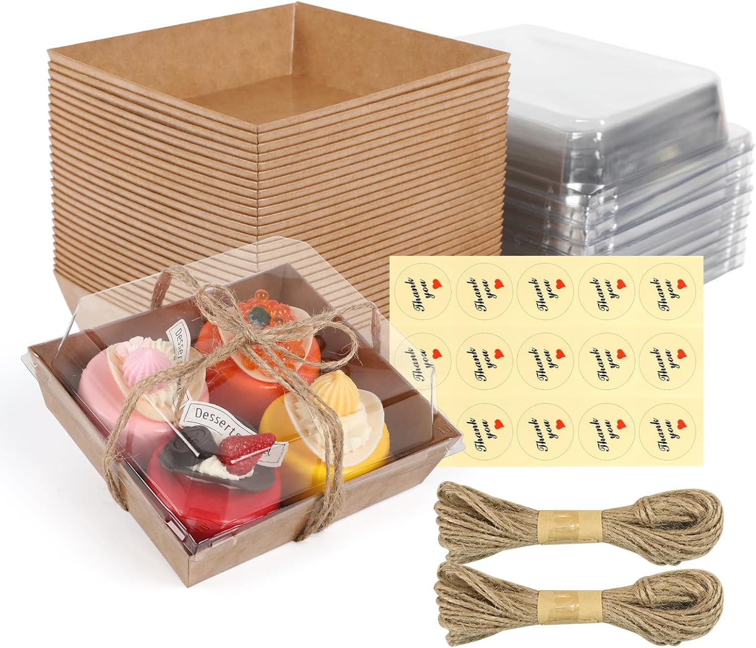 Shukong 50 Pack Small Charcuterie Boxes with Clear Lids, 5.5 Inch Mini ...