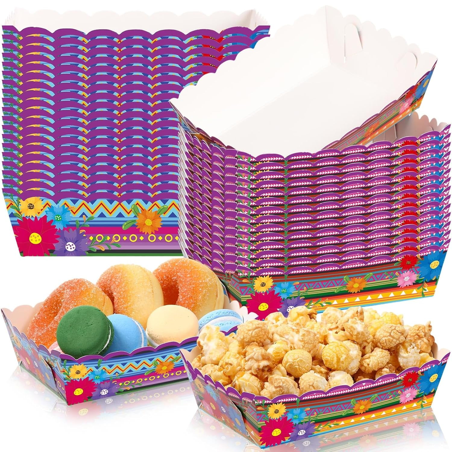 Shukong 50 Pcs Mexican Paper Food Trays esta Nacho Trays Disposable ...