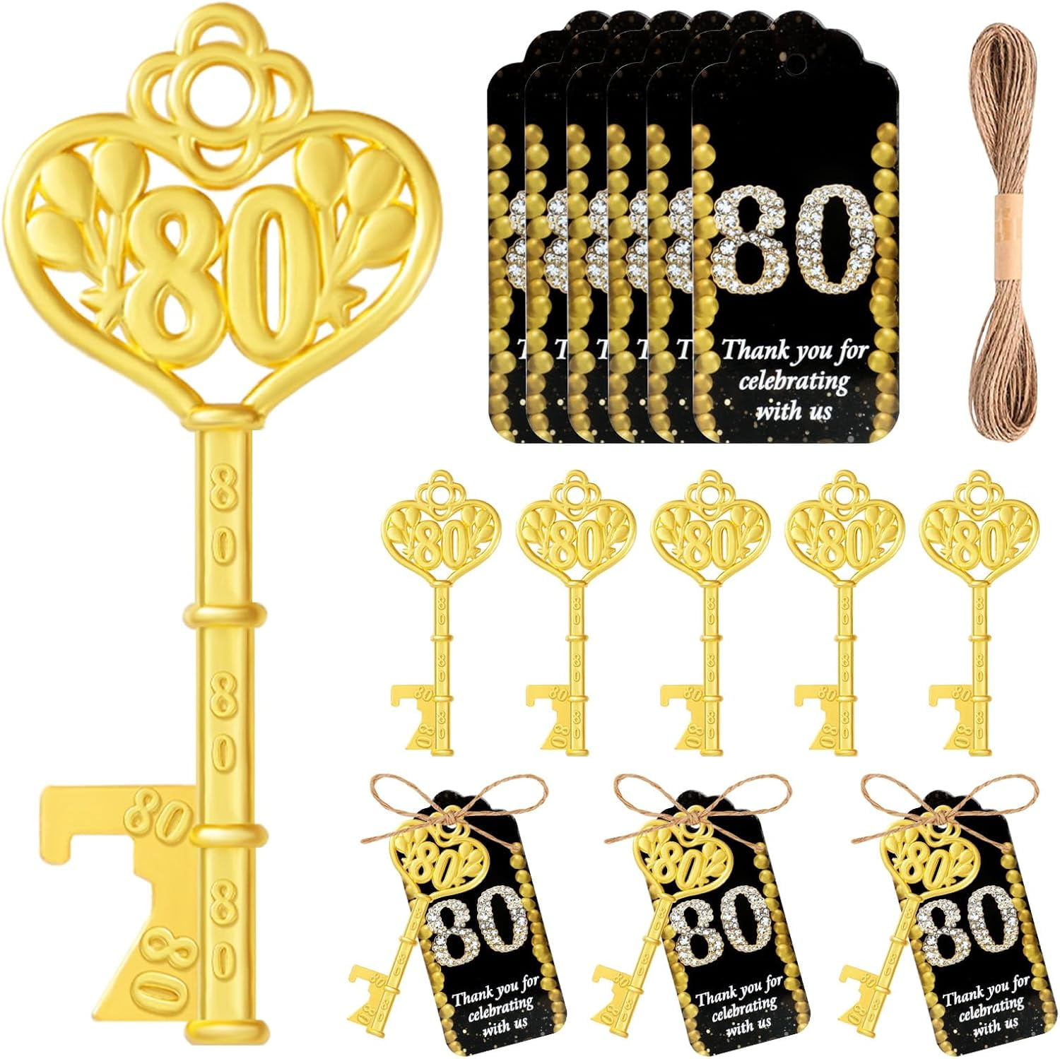 Shukong 50Pcs 60th Gold Key Bottle Opener - 60th Birthday Party Favors ...