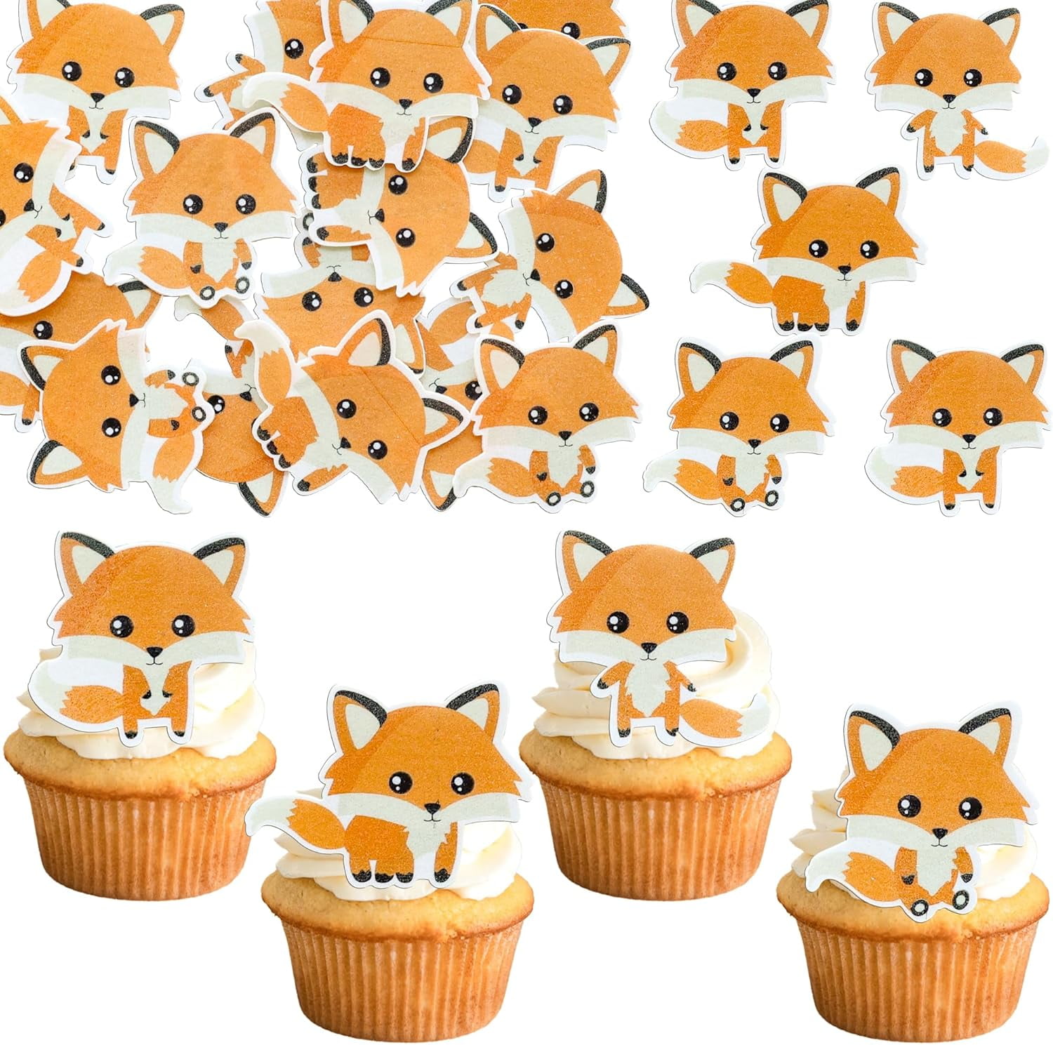 Shukong 54Pcs Edible Fox Cupcake Tors Woodland Animal Cupcake Picks ...