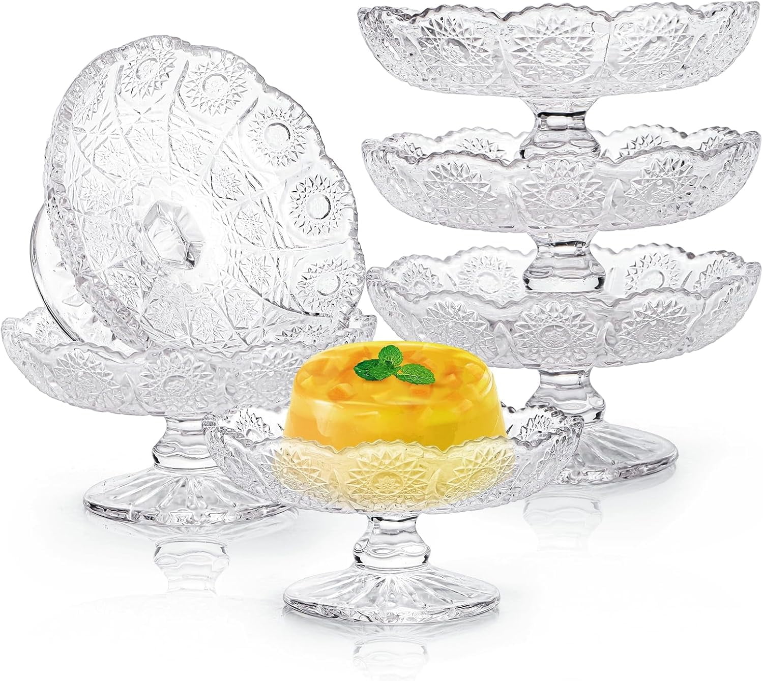 Shukong 6 Pack Mini Glass Cake Plate, 4'' Glass Cake Serving Platter ...