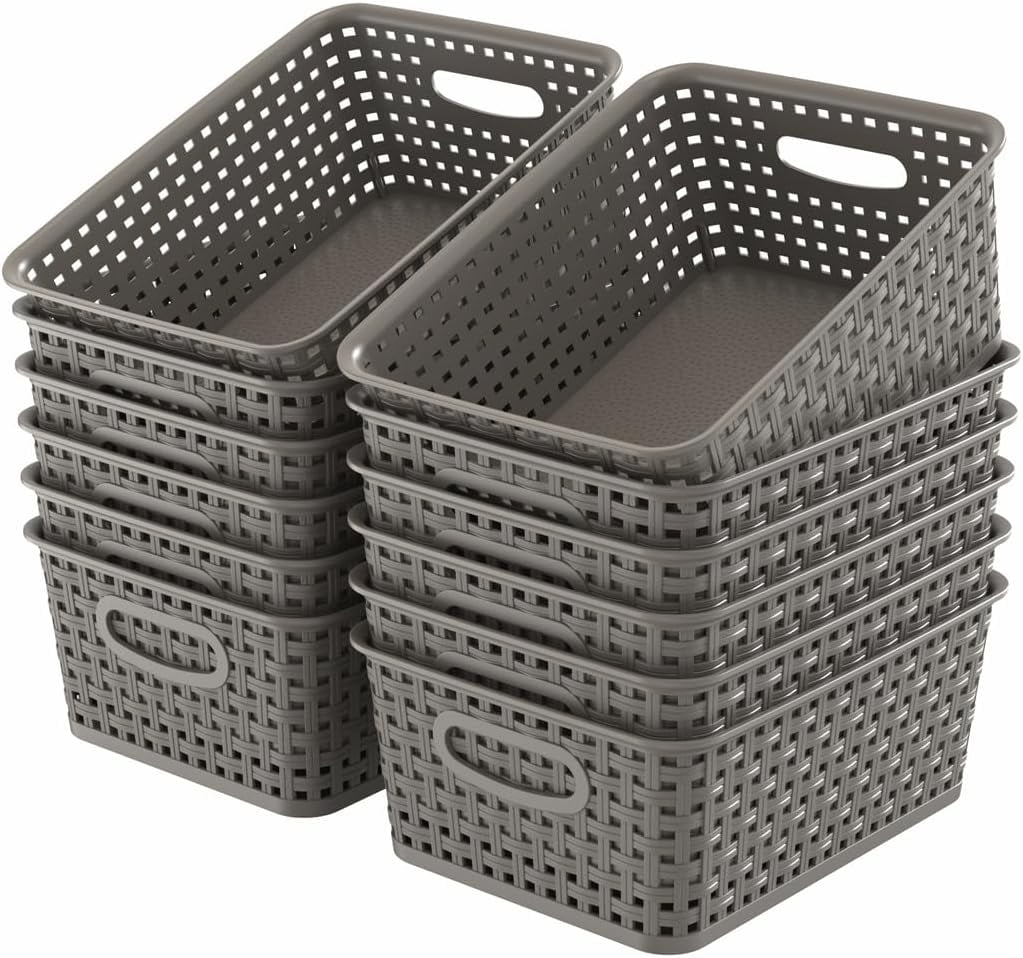 Shukong 6-Pack Plastic Small Shelf Storage Weave Baskets Organi for ...
