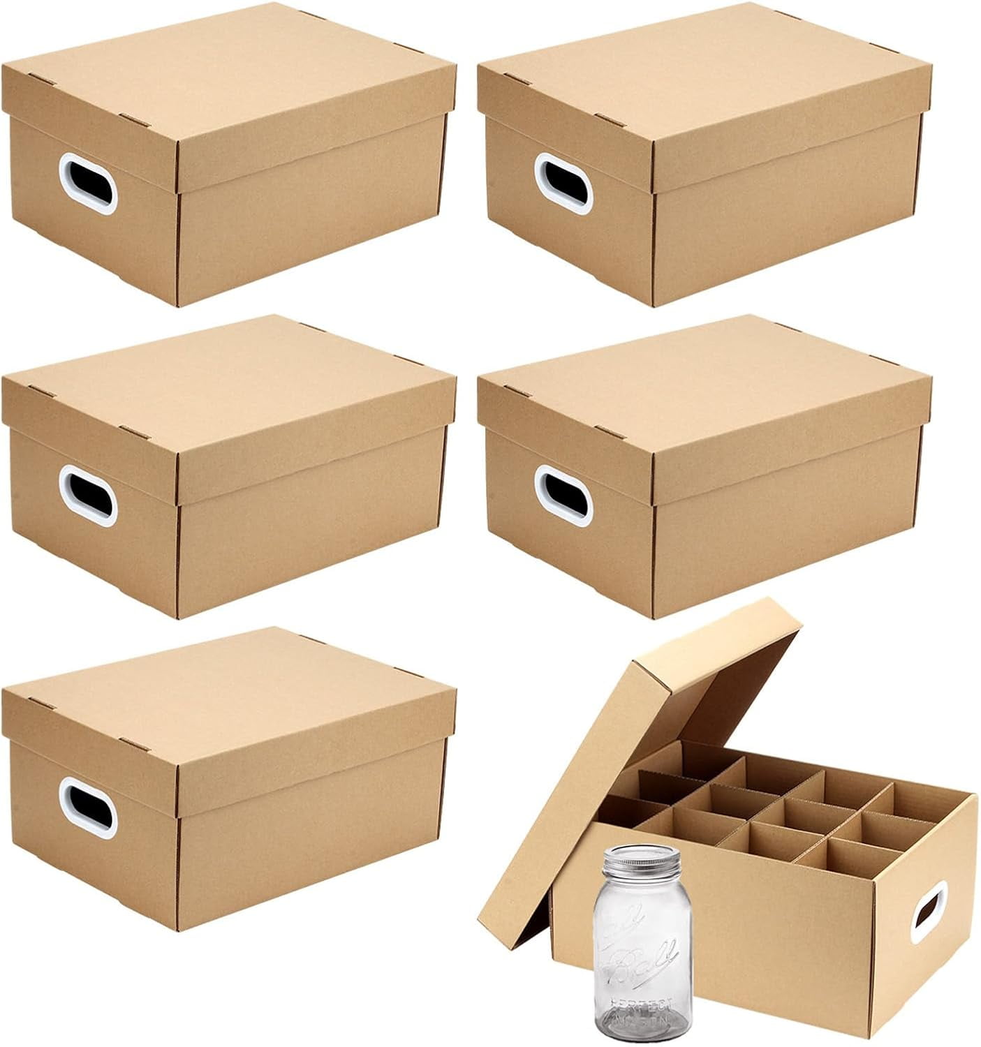 Shukong 6 Pcs Cardboard Regular Mason Jar Storage Box, 12 Cells Canning ...