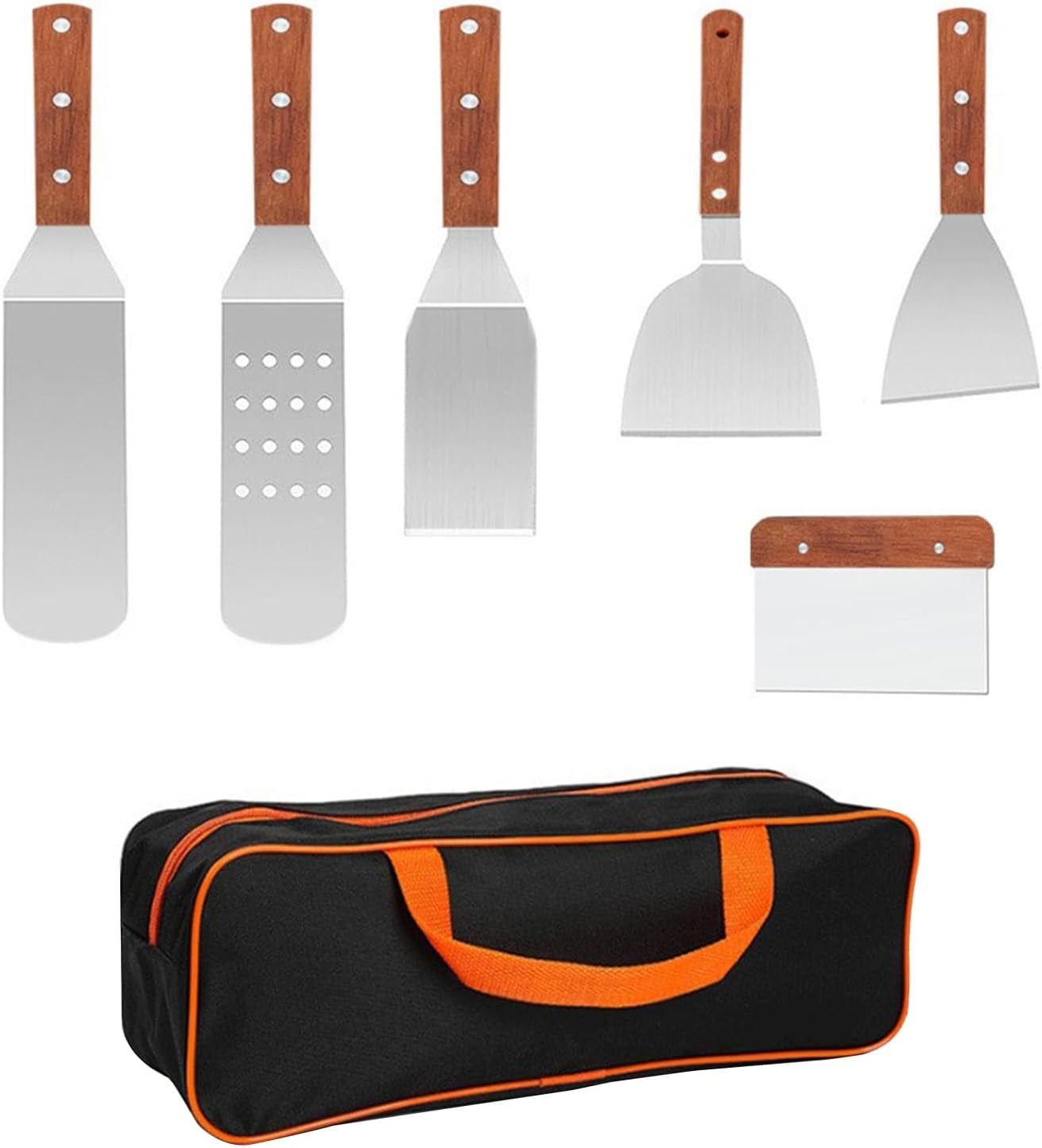 Shukong 6-Piece Stainless Steel BBQ Tool Set - Multi-pose Grill Spatula ...