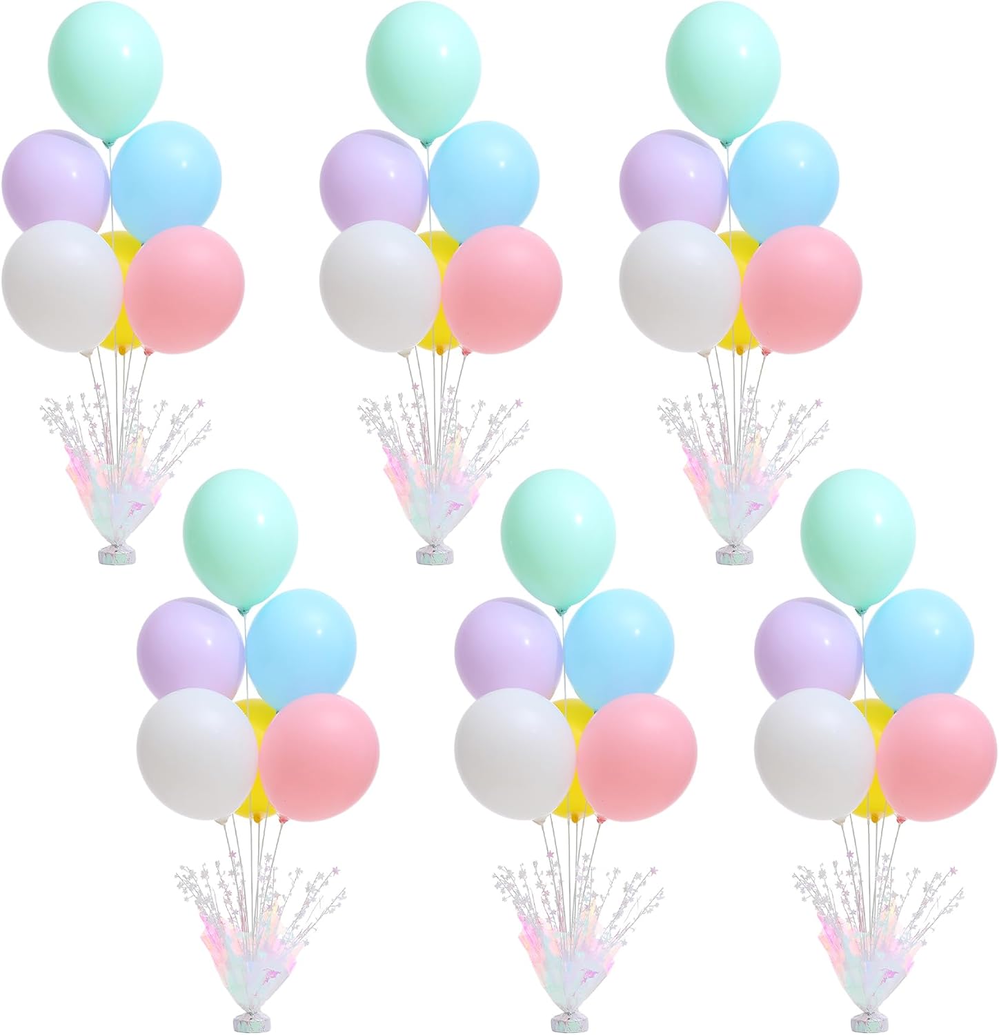 Shukong 6 Set Pastel Birthday Decorations Rainbow Party Table Balloons ...
