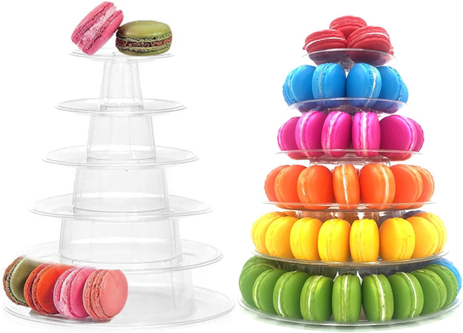 Shukong 6 Tiers Round Macaron Tower Stand Plastic Transparent Cake ...