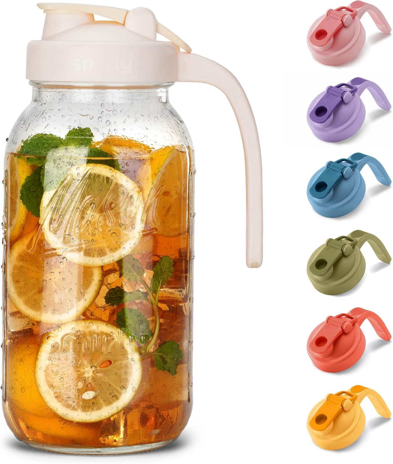 Shukong 64 oz Mason Jar Pitcher,Glass Pitcher with Wide Mouth,Water Jug ...