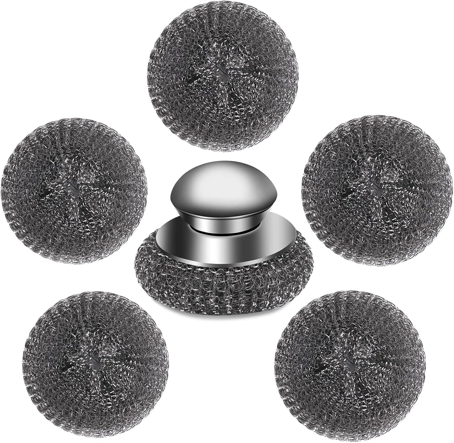 Shukong 6Pcs Steel Wool Scrubber with Replaent Wire Pads Set, Stainless ...