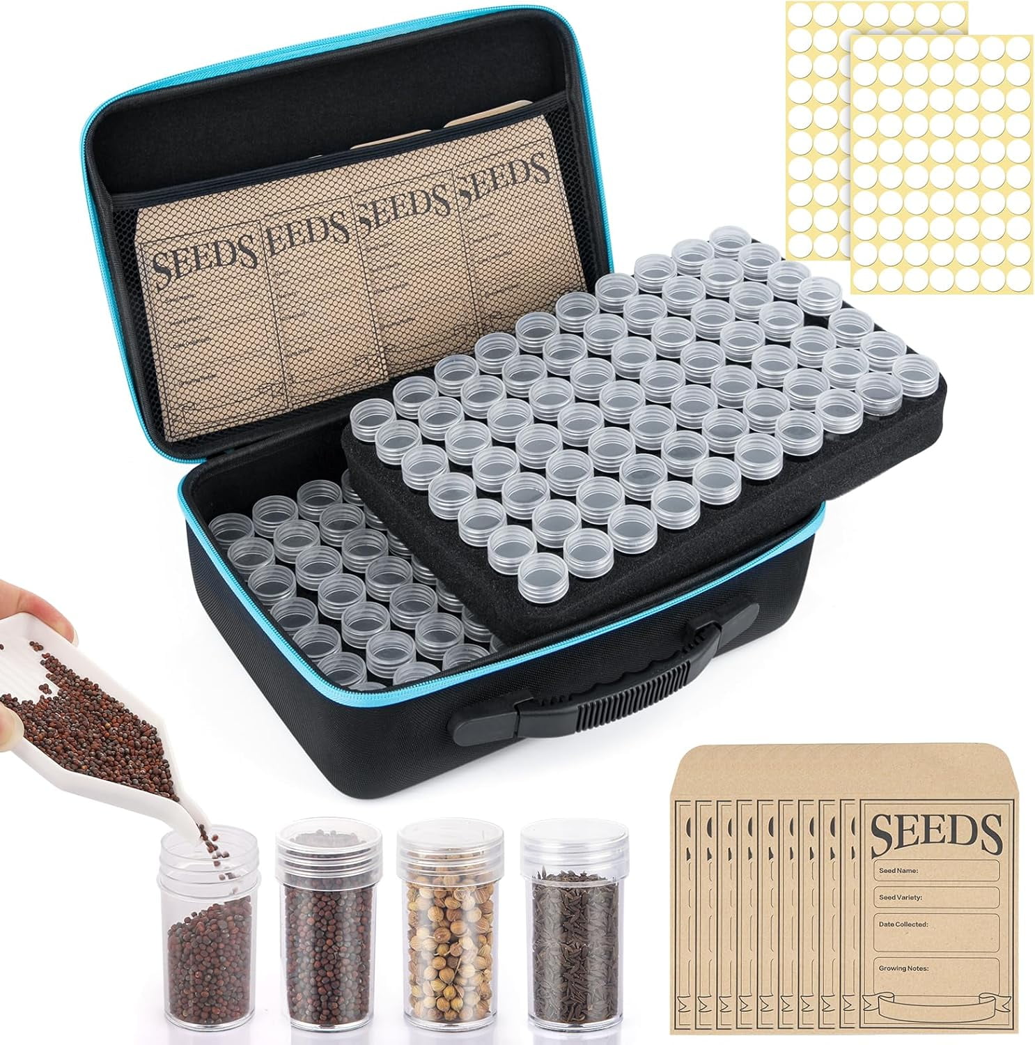 Shukong 70 Slots Seed Organizer Storage Box with 10PCS Seed Envelopes ...