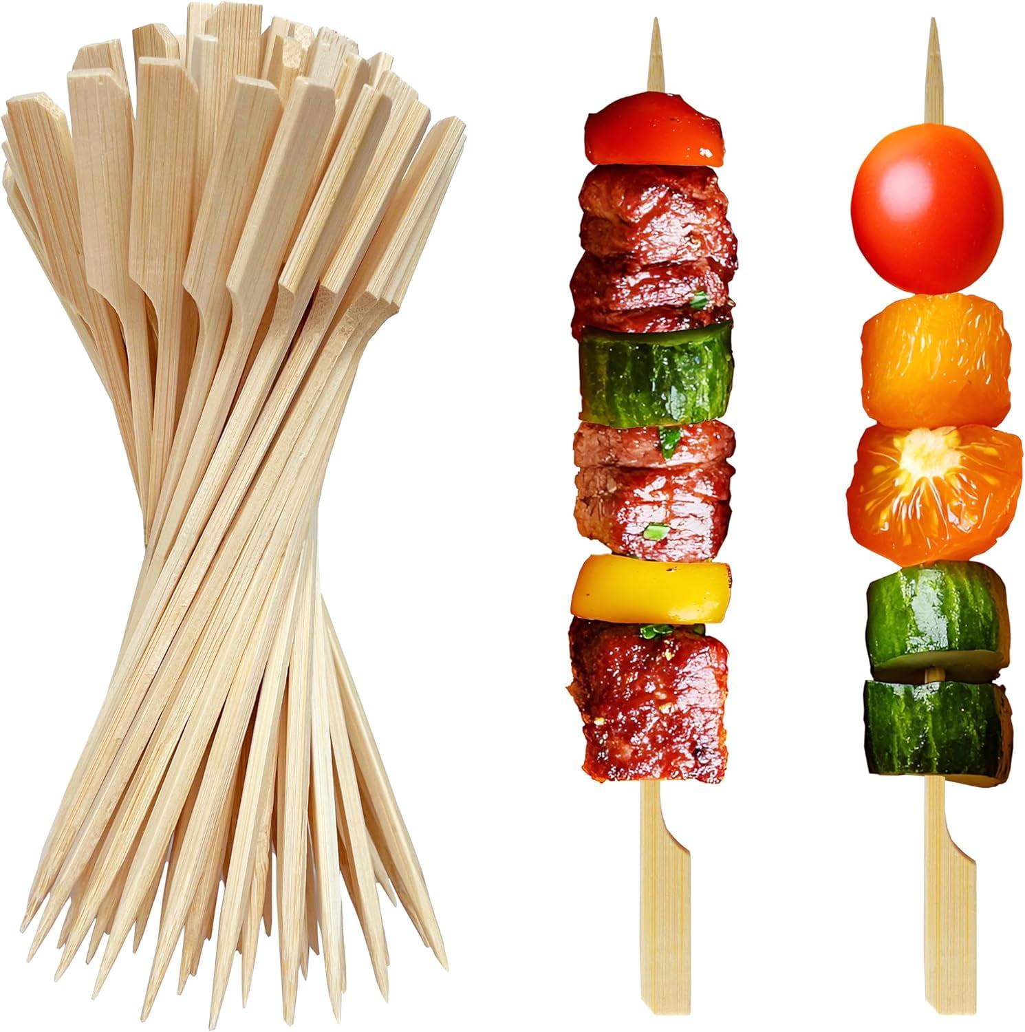 Shukong 8 Inch Bamboo Skewers 200 PCS Kabob Skewers Grilling Bamboo ...