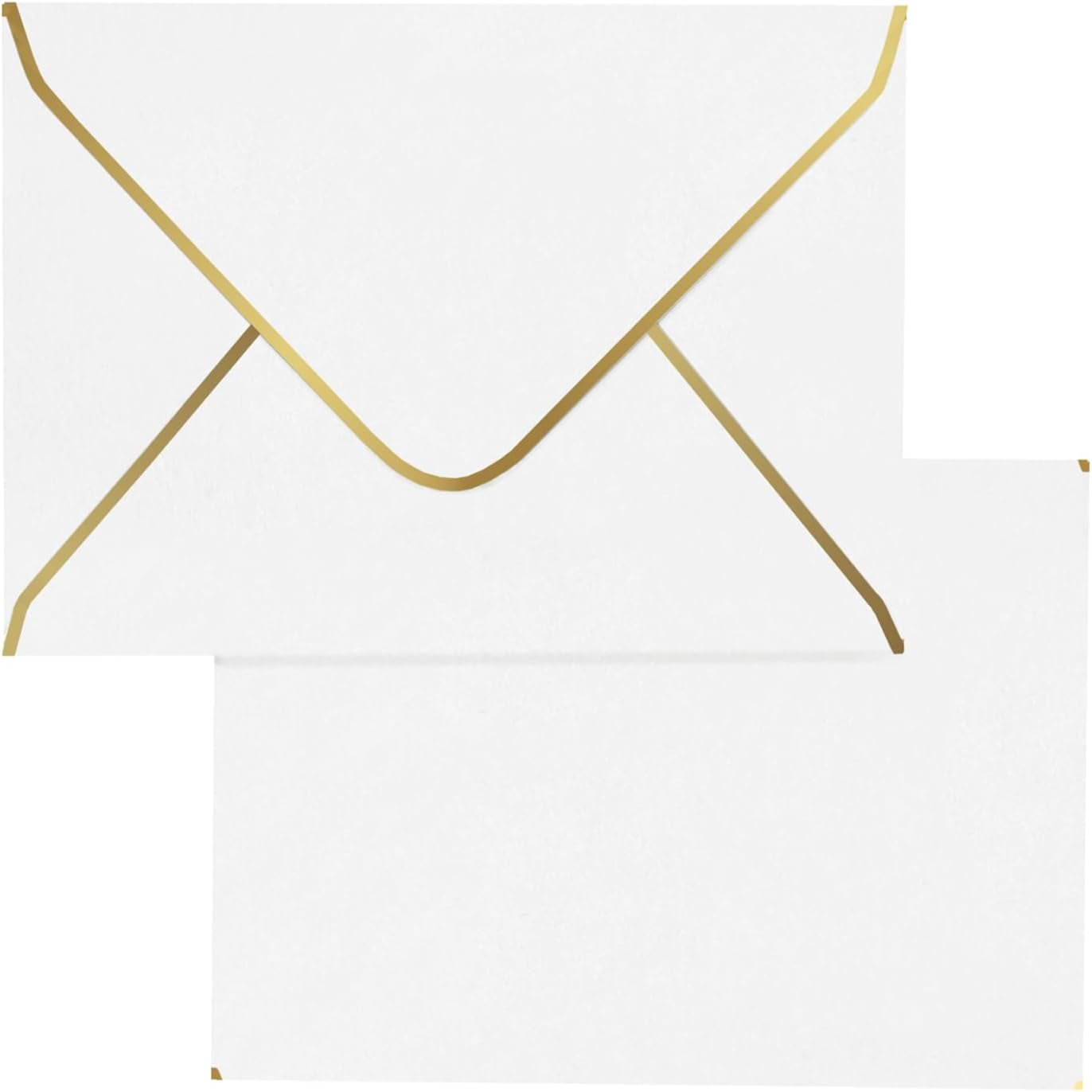 Shukong A7 White Envelopes 50 Pcs, 5x7 V-Flap Fancy Envelopes with Gold ...