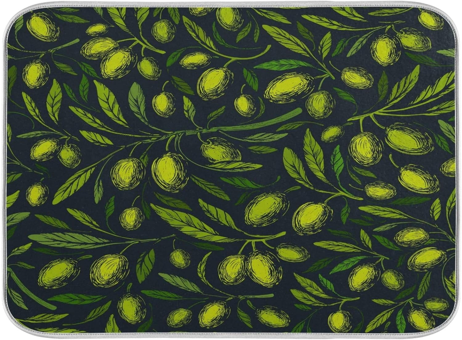Shukong Absorbent Dish Drying Mat Green Branch Olive Seamless Pattern ...
