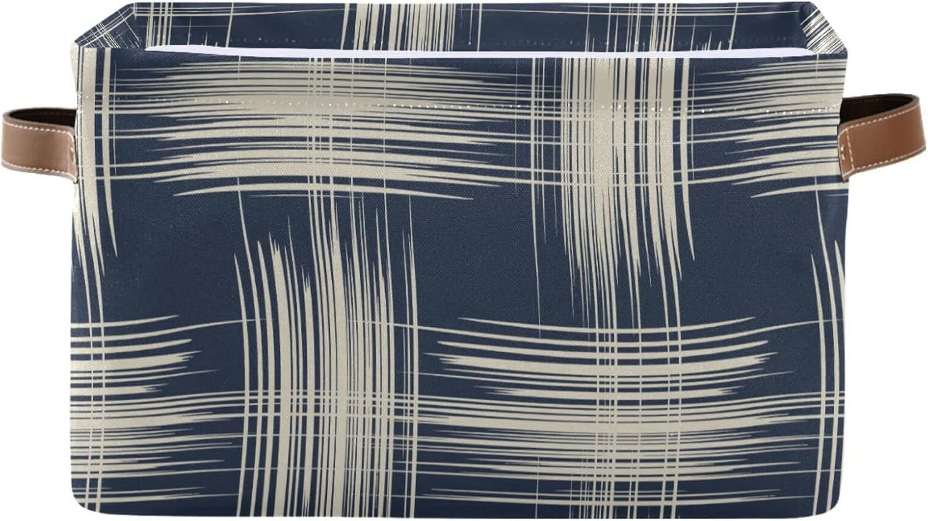 Shukong Abstract Basket Weave Open Storage Bins 1 Pack, Large Canvas ...