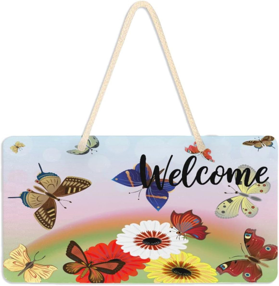 Shukong Abstract Colorful Butterflies Door Sign For Front Door, Plaque ...