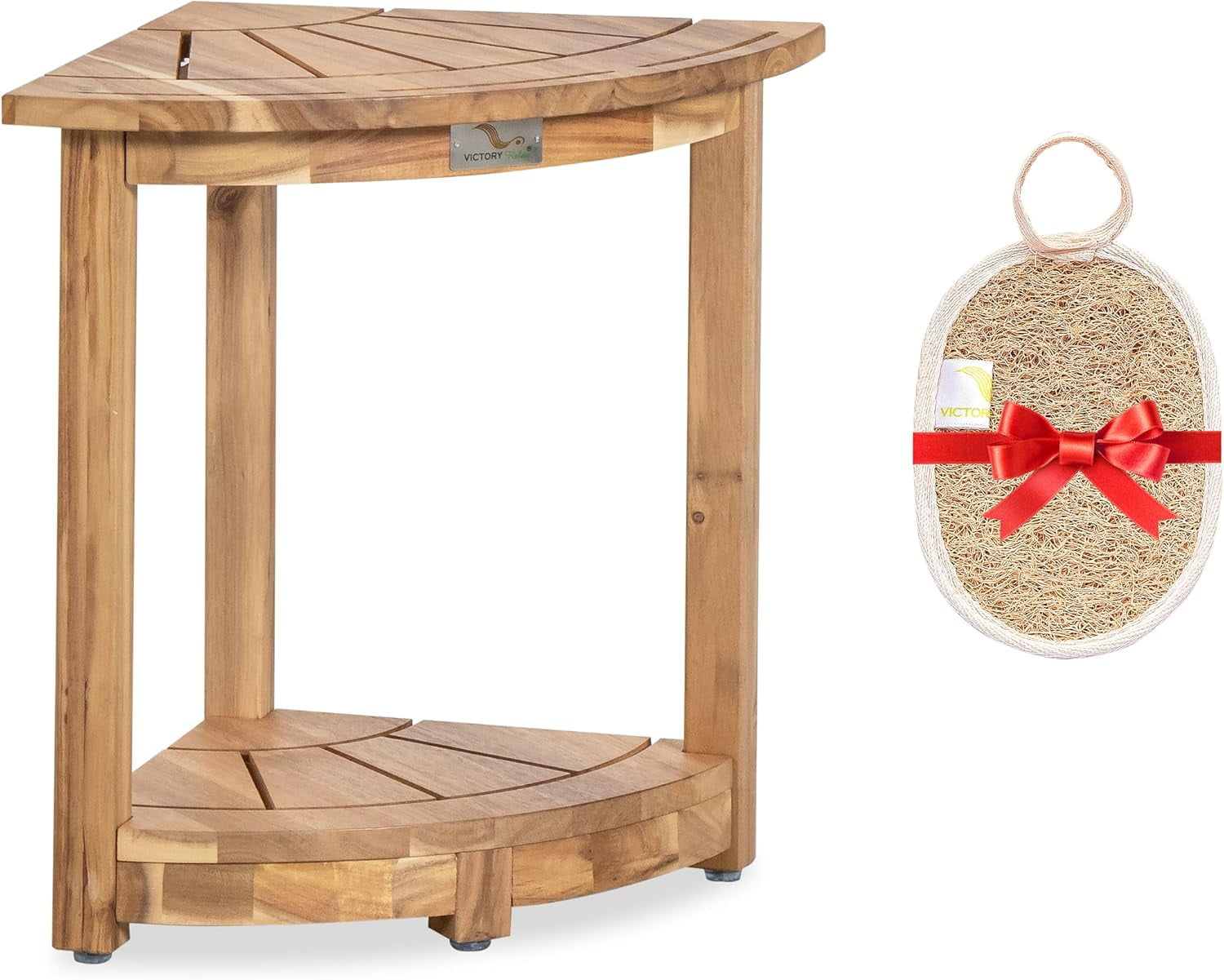 Shukong Acacia Corner Shower Stool, Waterof Spa Foot Rest & Bath Bench ...