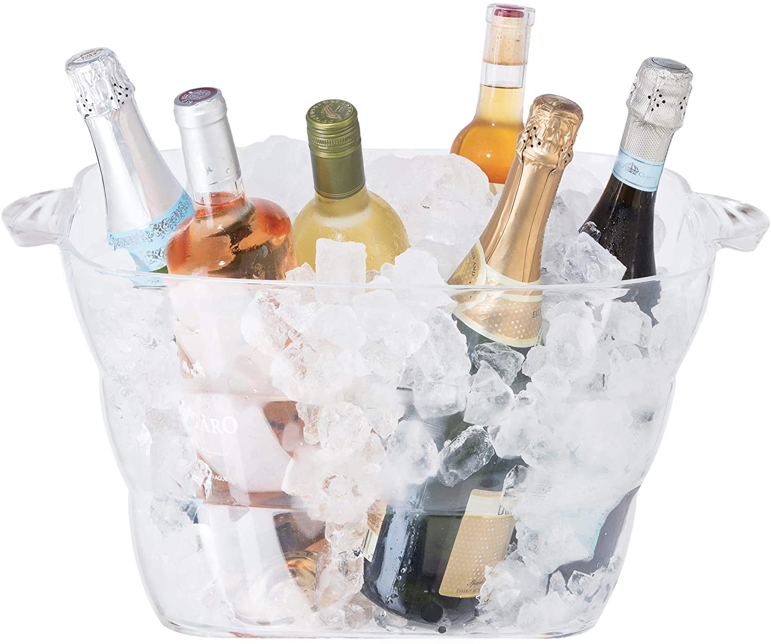Shukong Acrylic Square Party Tub - Clear Beverage Cooler w/Handles ...