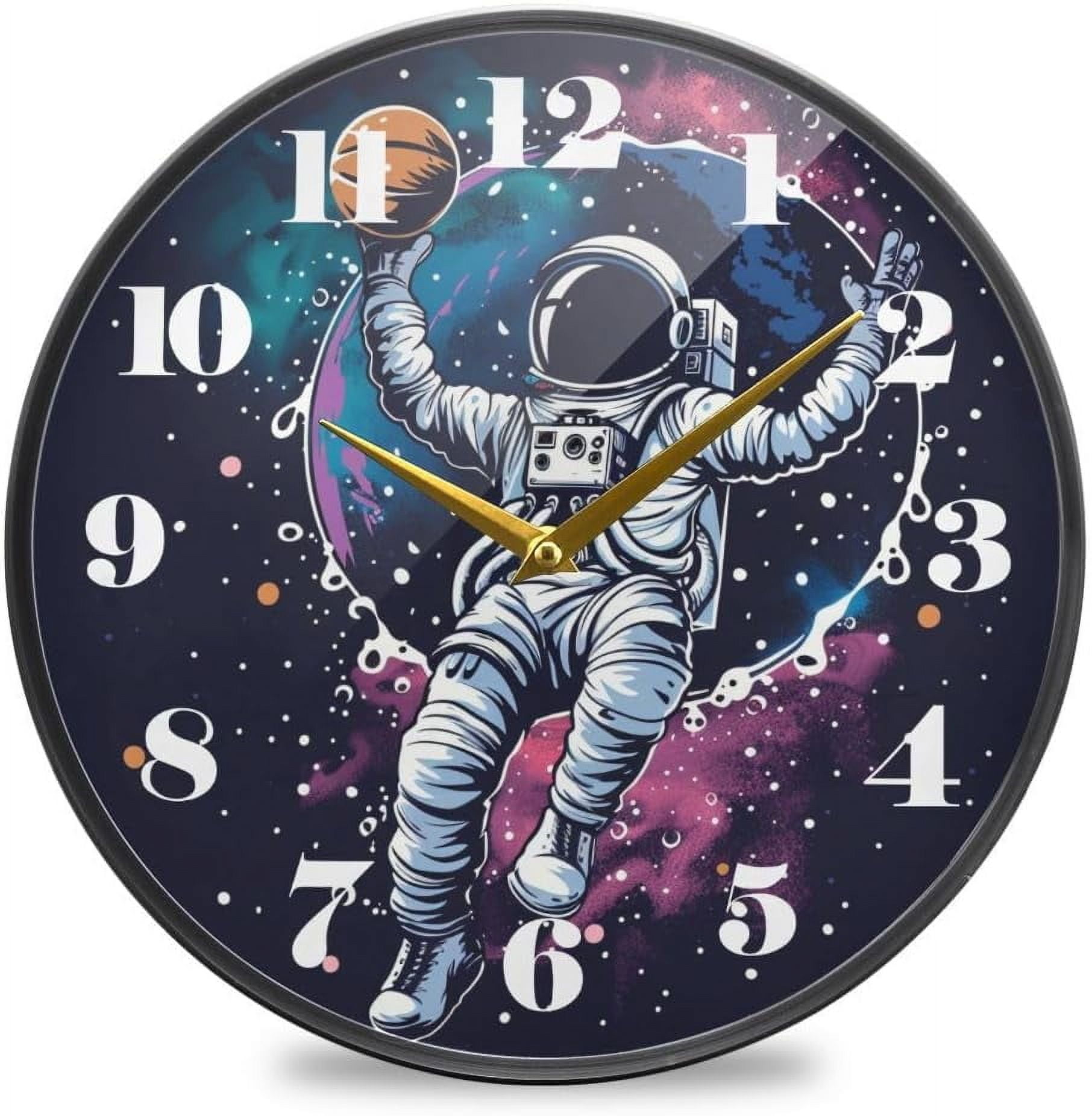 Shukong Astronaut Basketball Space Pop Wall Clock Battery Operated ...