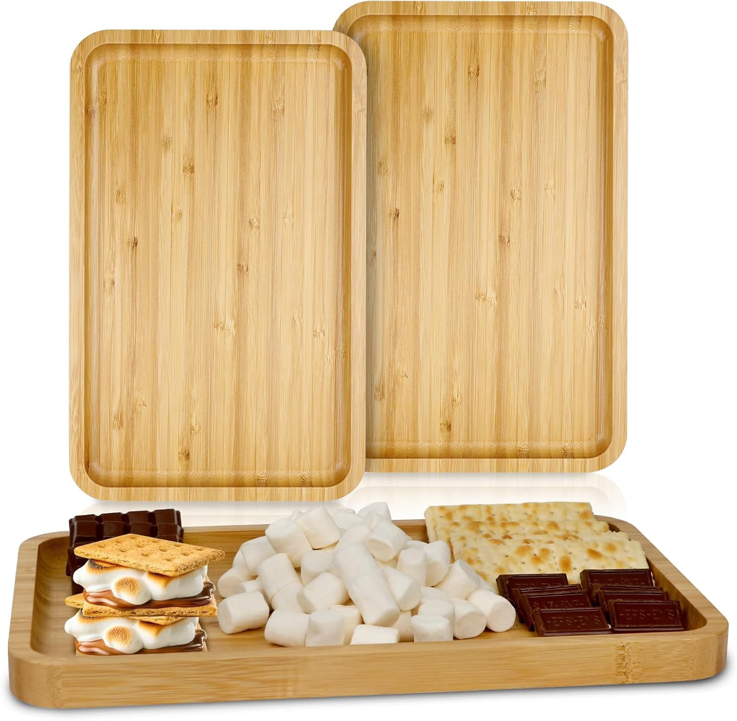 Shukong Bamboo Serving Tray - 2 Pack Serving Platters for Food Party ...
