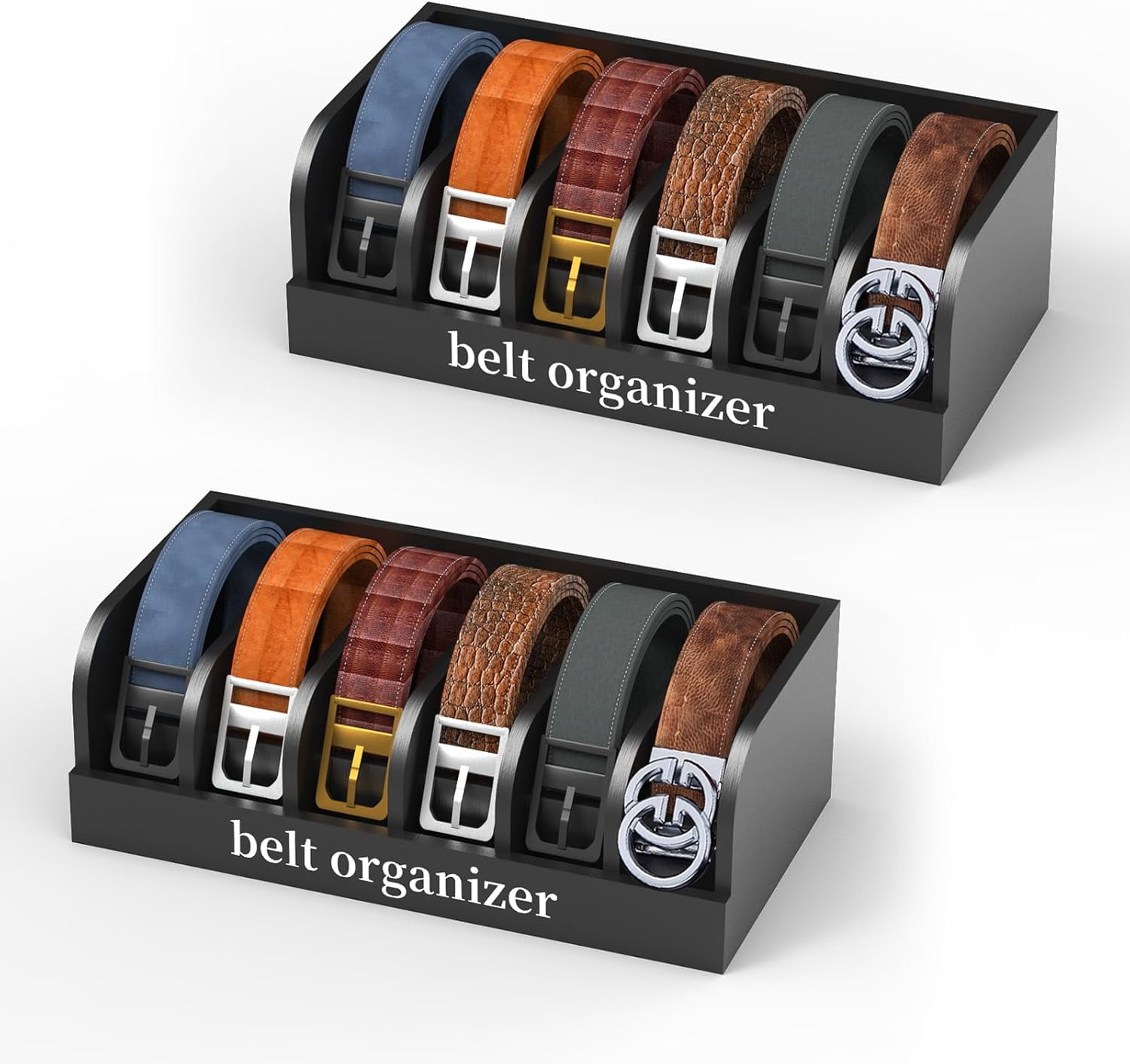 Shukong Belt Organizer for Closet and Drawer 6 Compartment Bamboo ...