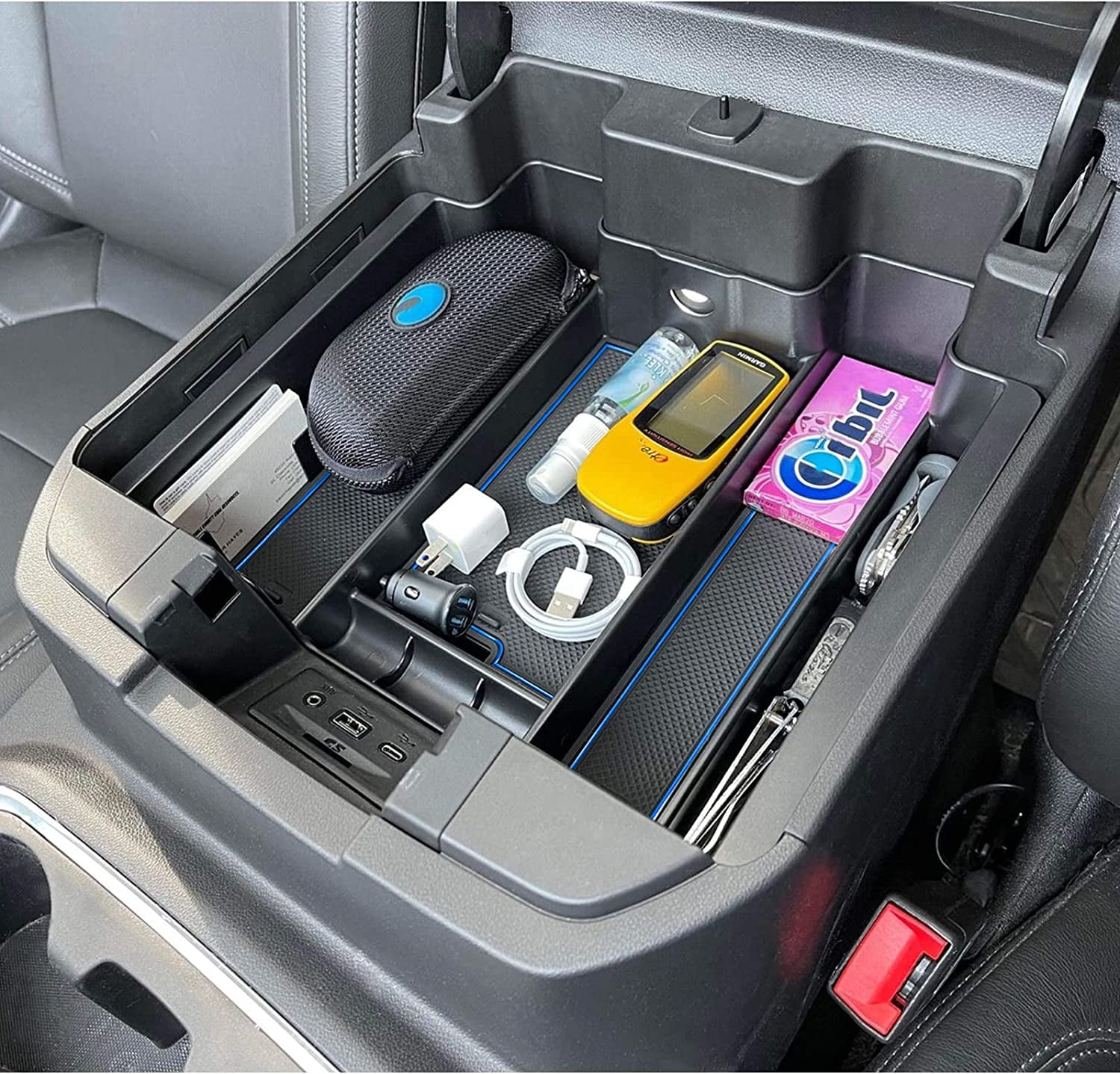 Shukong Blue Center Console Organizer Compatible with Chevy Silverado ...