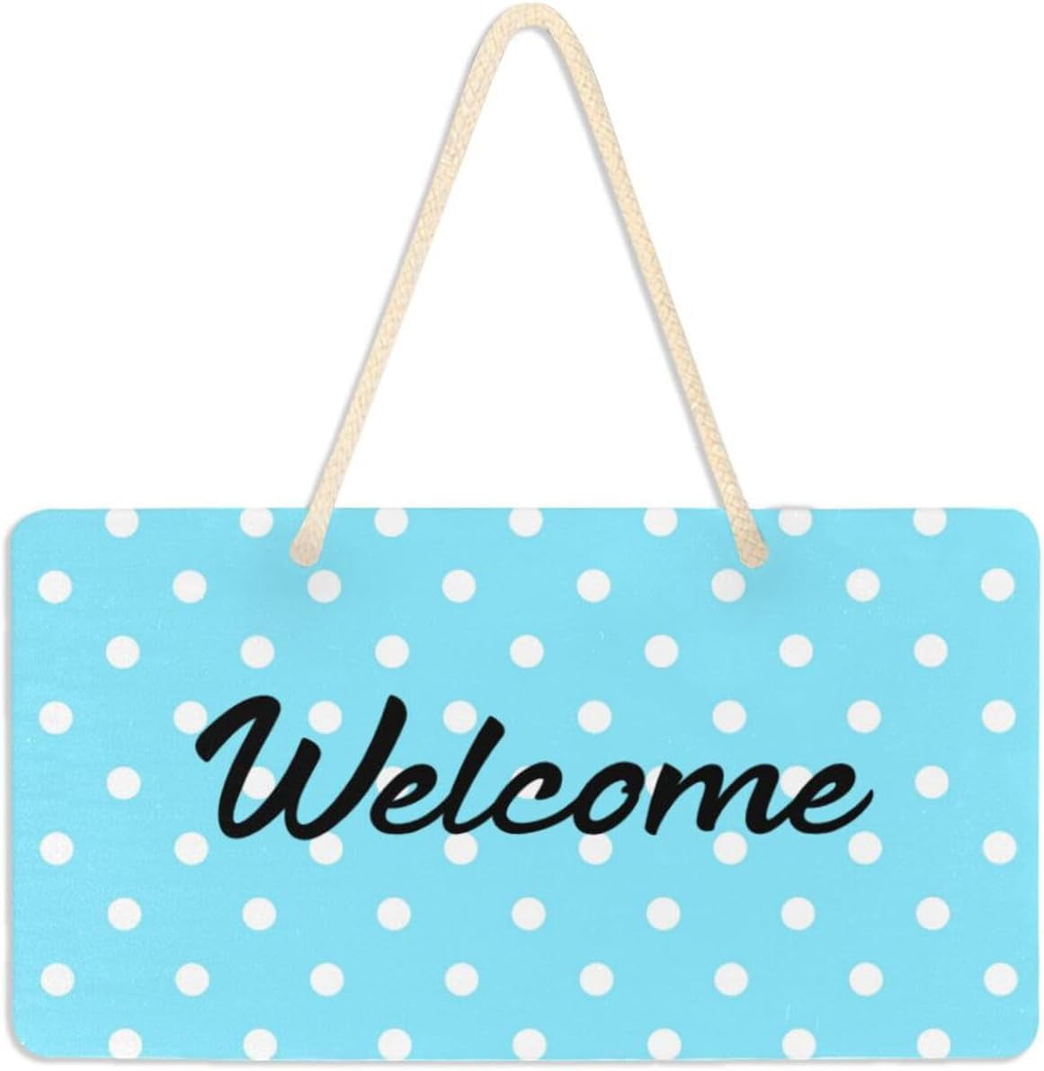 Shukong Blue Polka Dots Welcome Sign Waterproof PVC Hanging Front Door ...
